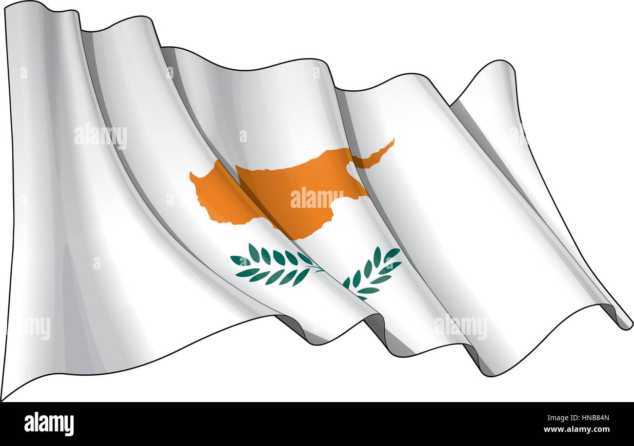 Vector Illustration of a waving flag of Cyprus. All elements neatly ...