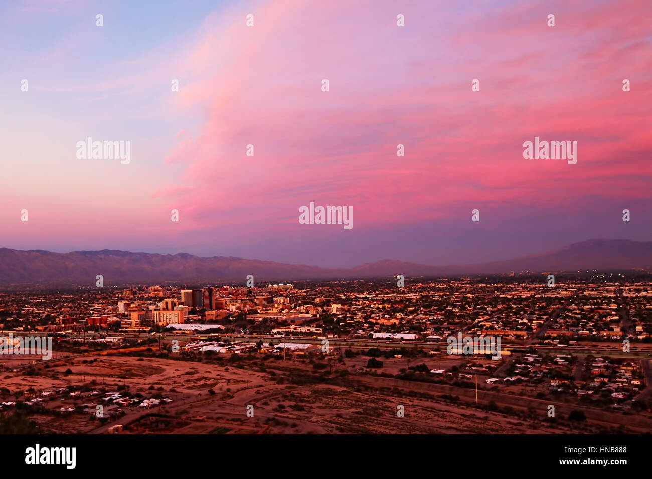 The Tucson, Arizona skyline at sunset Stock Photo - Alamy