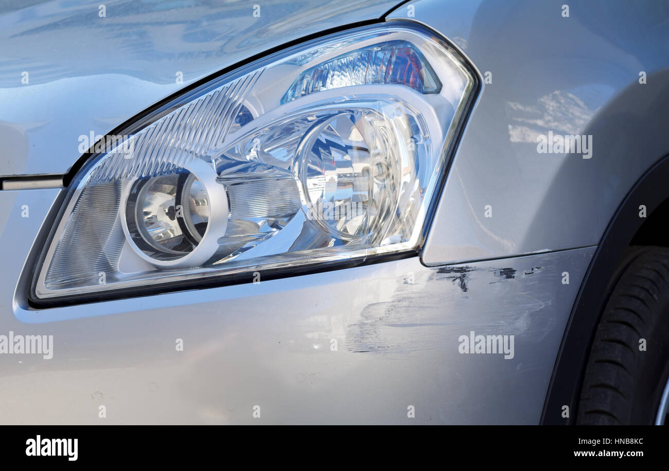 Picture of a smashed car on the front side Stock Photo - Alamy