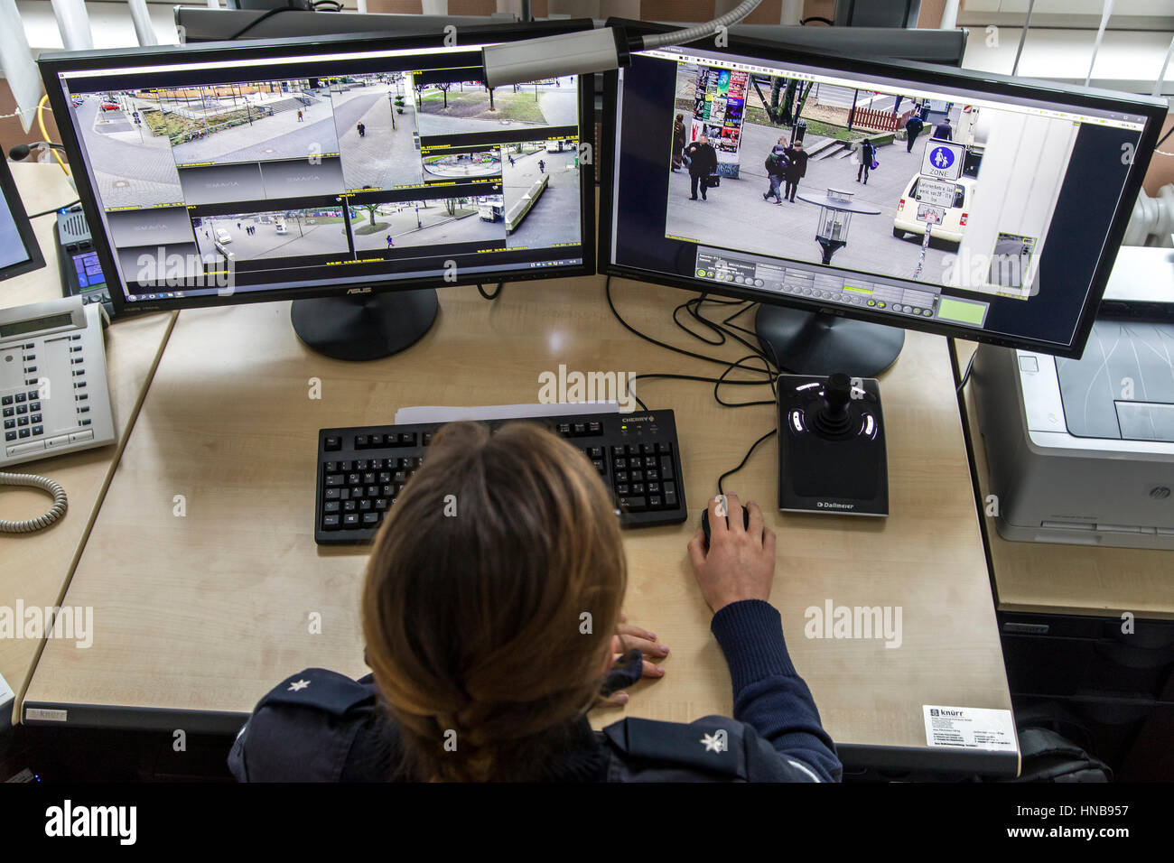Video surveillance of the police Essen, Germany, at the Rheinischer ...