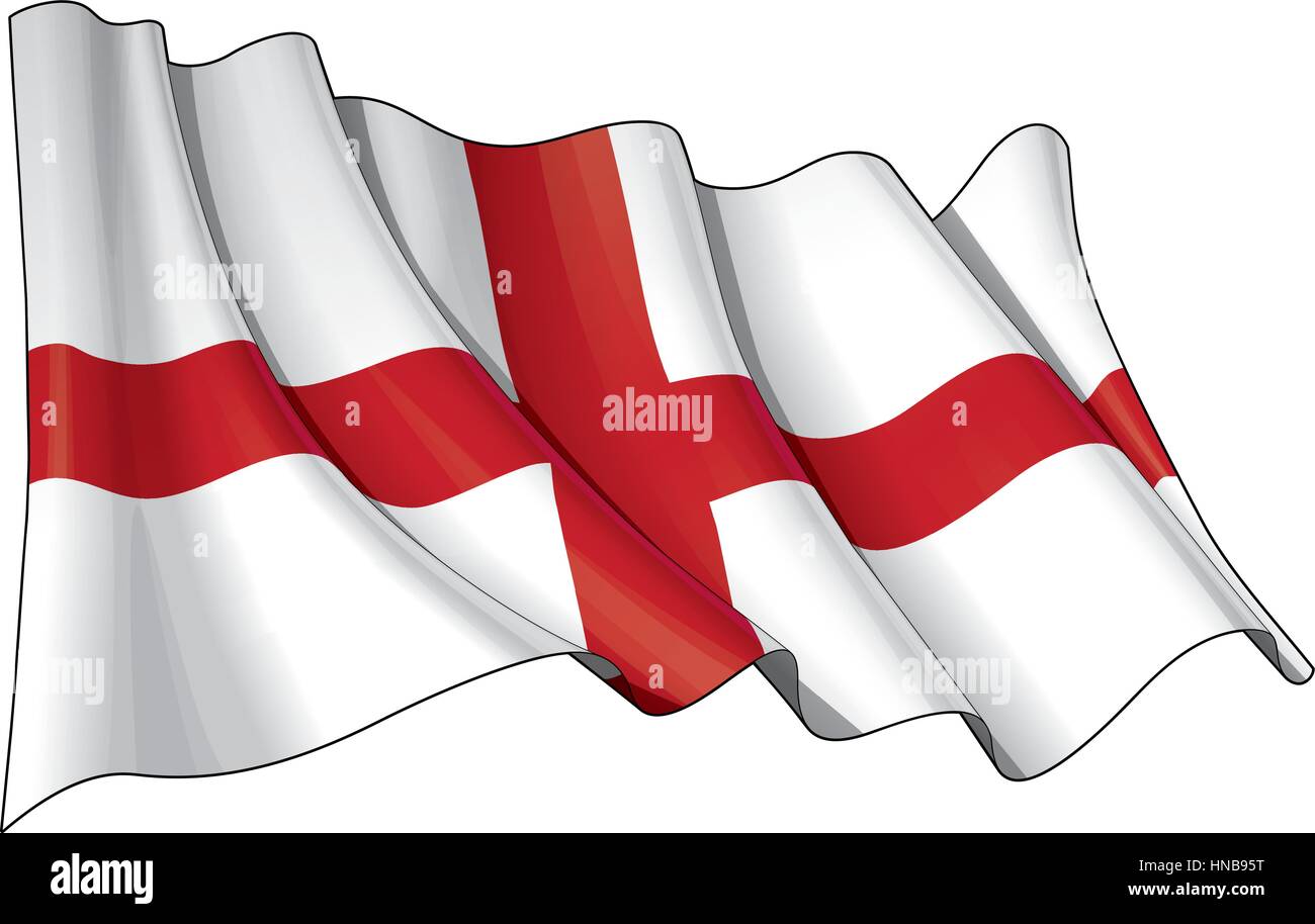 Vector Illustration of a waving English flag. All elements neatly ...