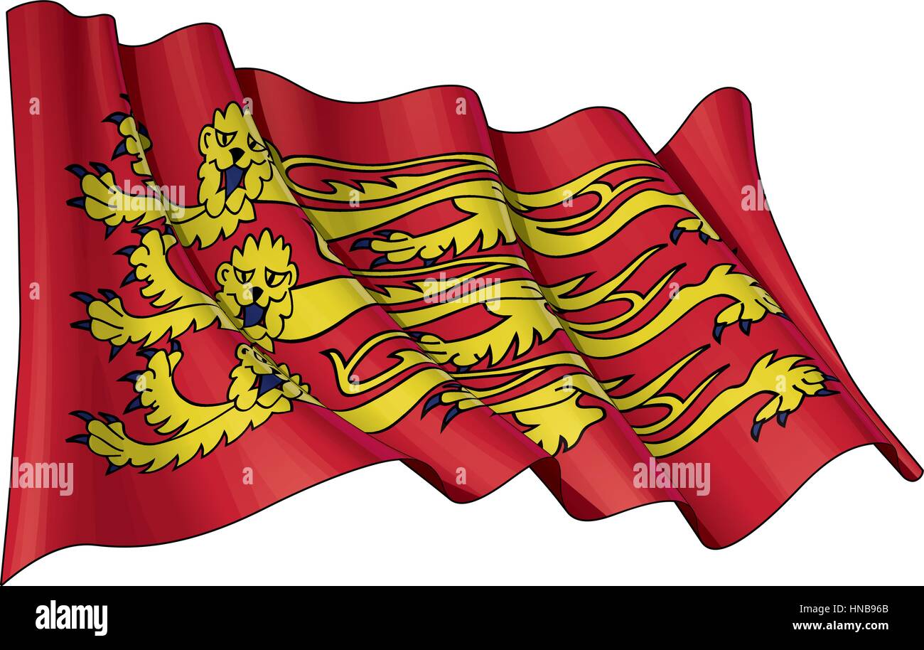 Vector Illustration of a waving English Royal banner. All elements ...