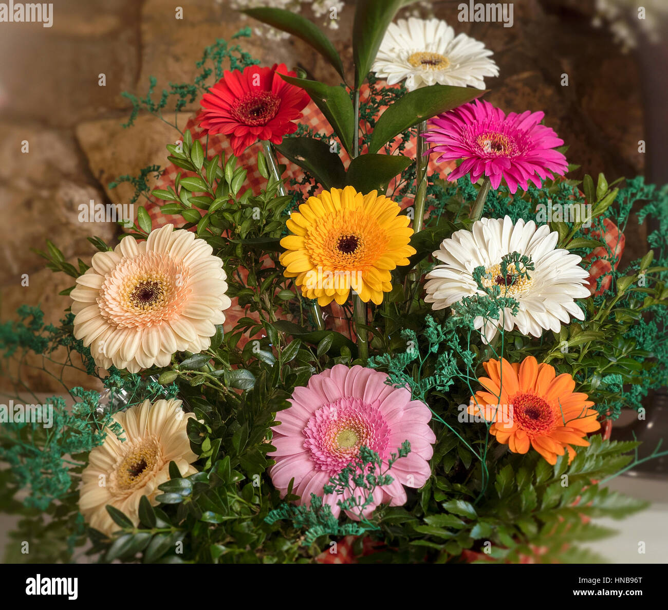 Very charming bouquet of beautiful colorful fresh flowers Stock Photo ...