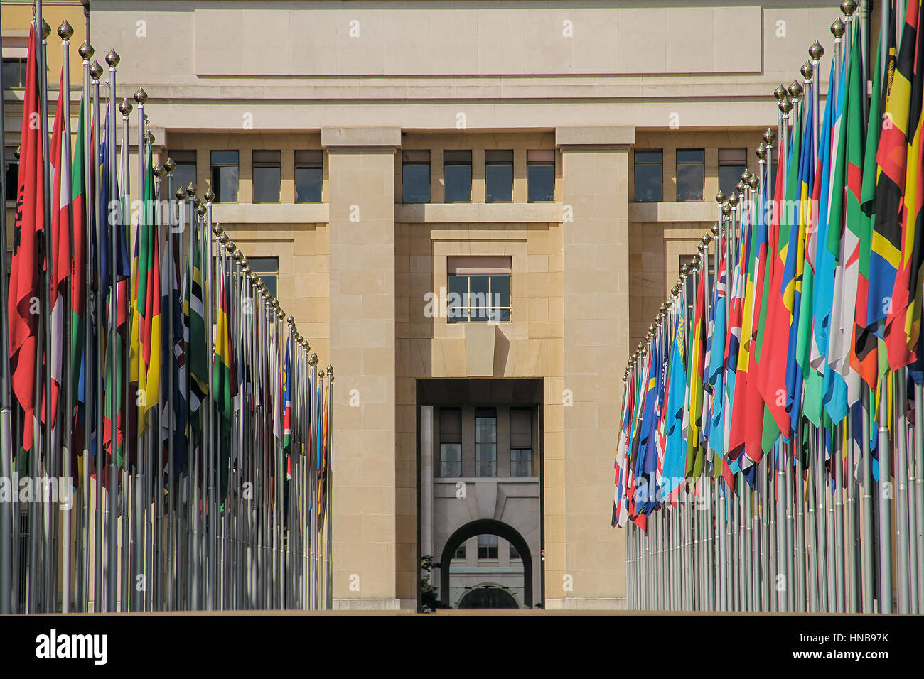 Set of flags in the office building Stock Photo - Alamy
