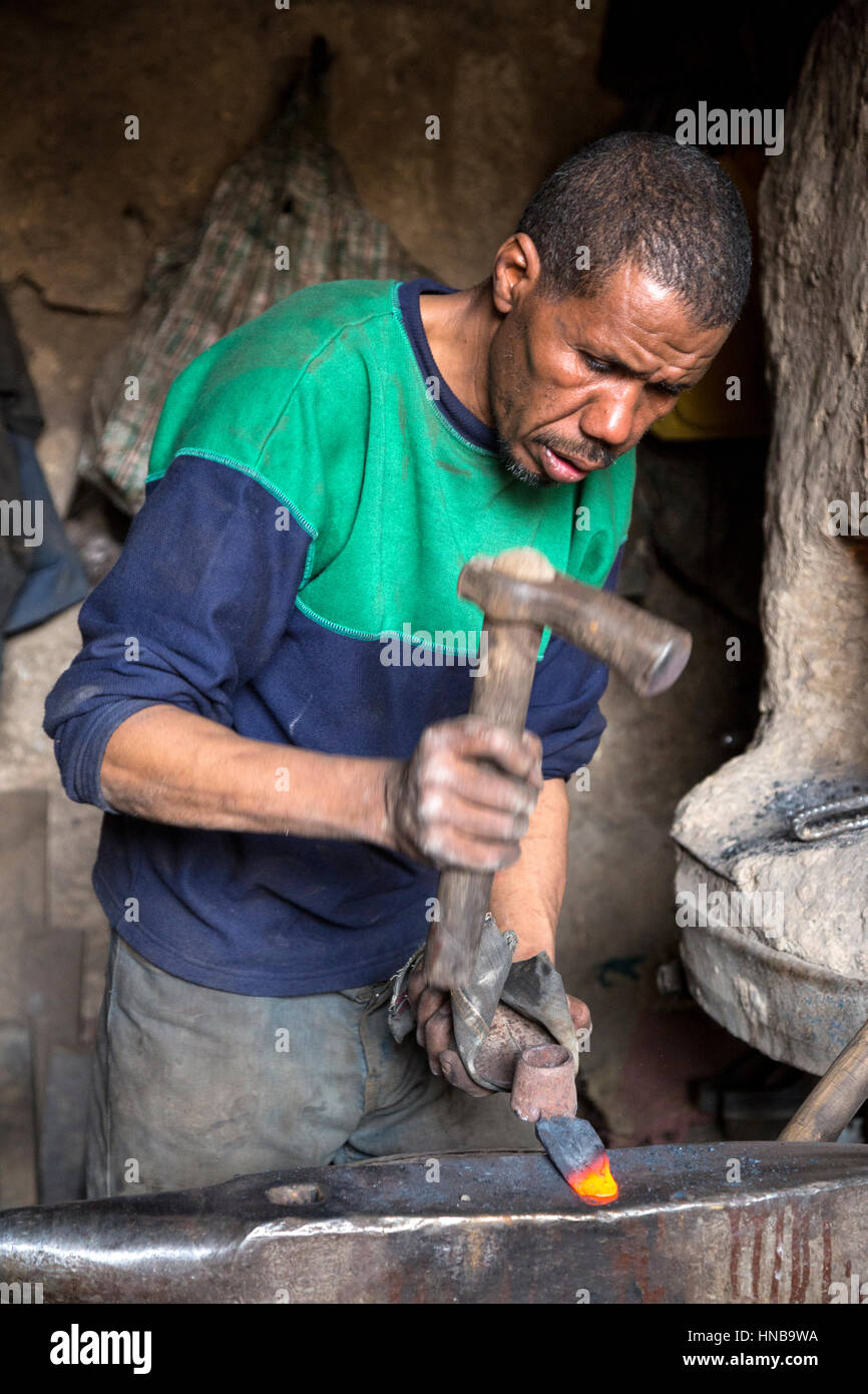 Rissani, Morocco. Afro-Berber Blacksmith at Work in the Market Stock ...