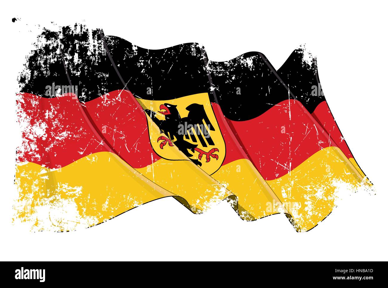 Grunge Vector Illustration of a waving German State Flag (with the ...