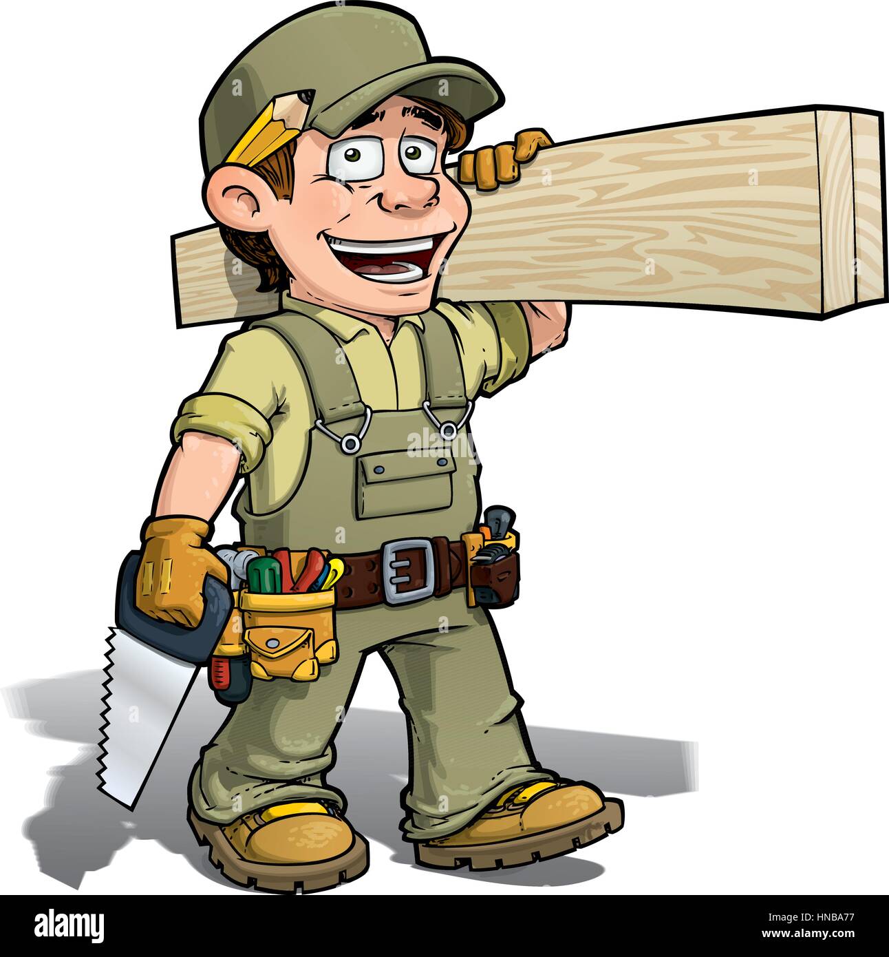 Carpenter Man Cartoon Cut Out Stock Images & Pictures - Alamy