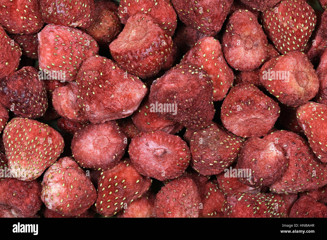 freeze-dried strawberries for background use Stock Photo - Alamy