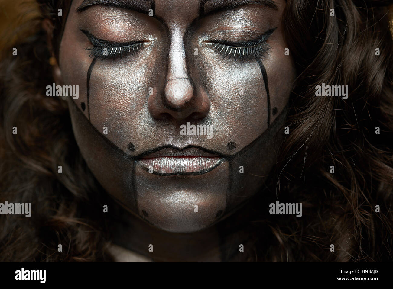 macro of women cyborg makeup with closed eyes Stock Photo - Alamy