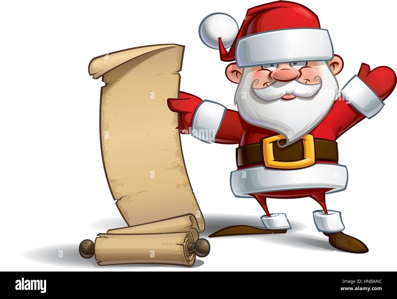 Cartoon vector illustration of a happy Santa Claus showing a ready to ...