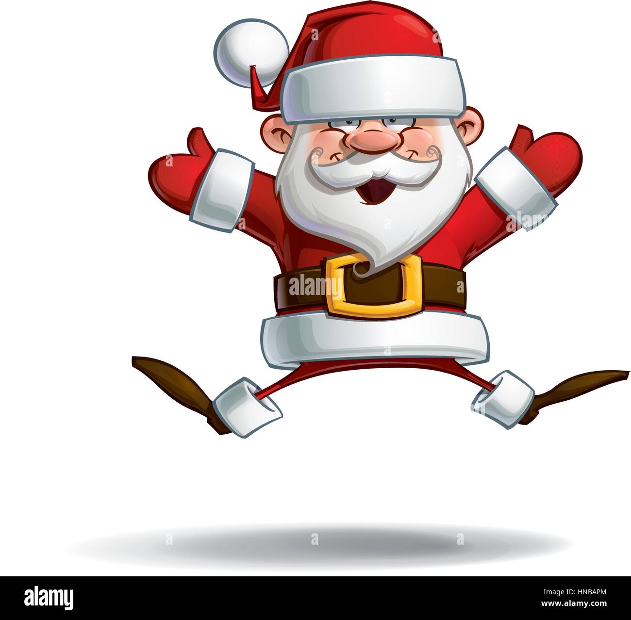 Cartoon vector illustration of a happy Santa Claus jumping in the air ...