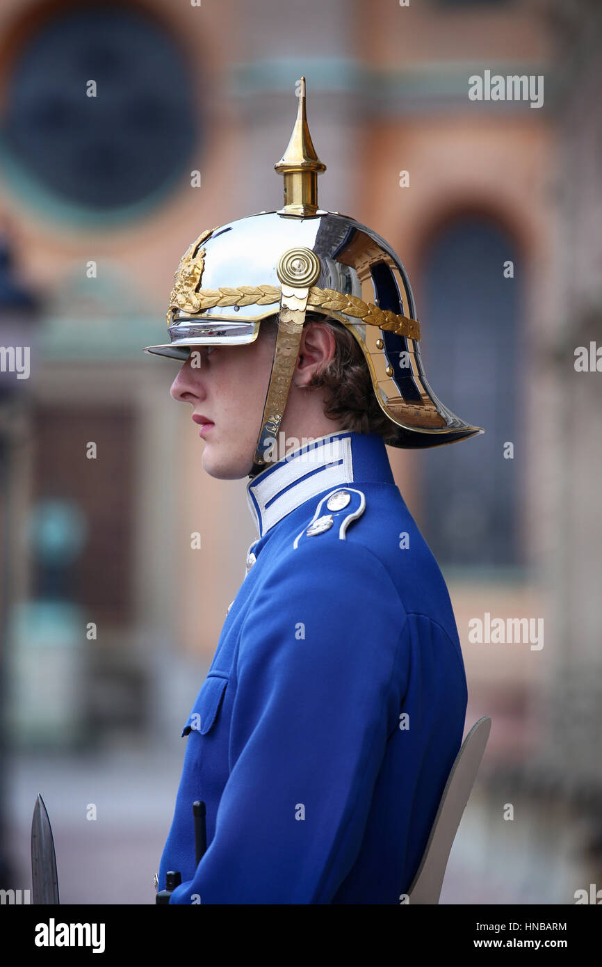 STOCKHOLM, SWEDEN - AUGUST 20, 2016: Swedish Royal Guards of honor in ...