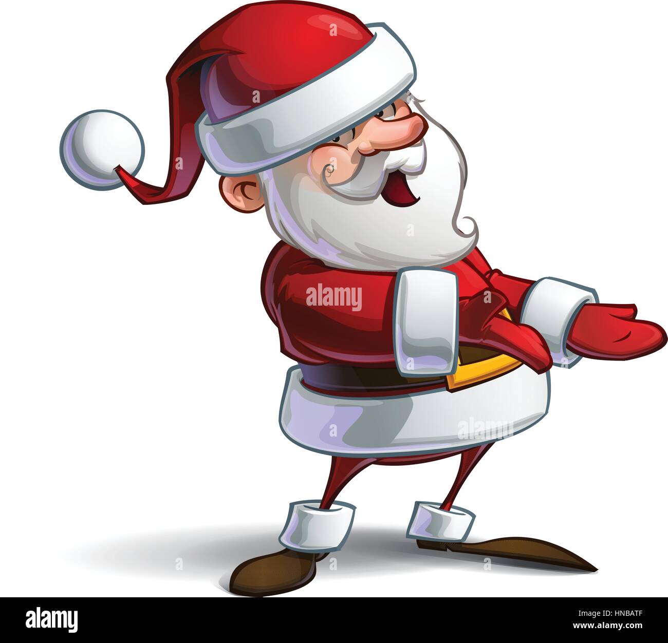 Cartoon vector illustration of a smiling Santa Claus presenting while ...