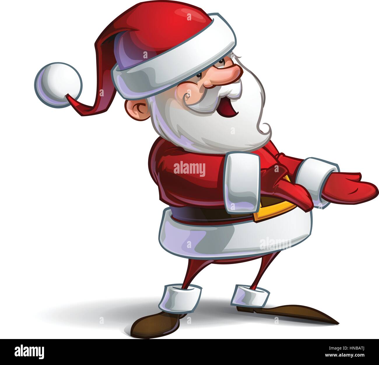 Cartoon vector illustration of a smiling Santa Claus presenting, having ...