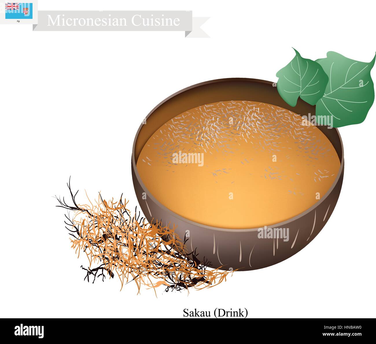 Micronesian Cuisine, Illustration of Sakau Drink or Traditional ...
