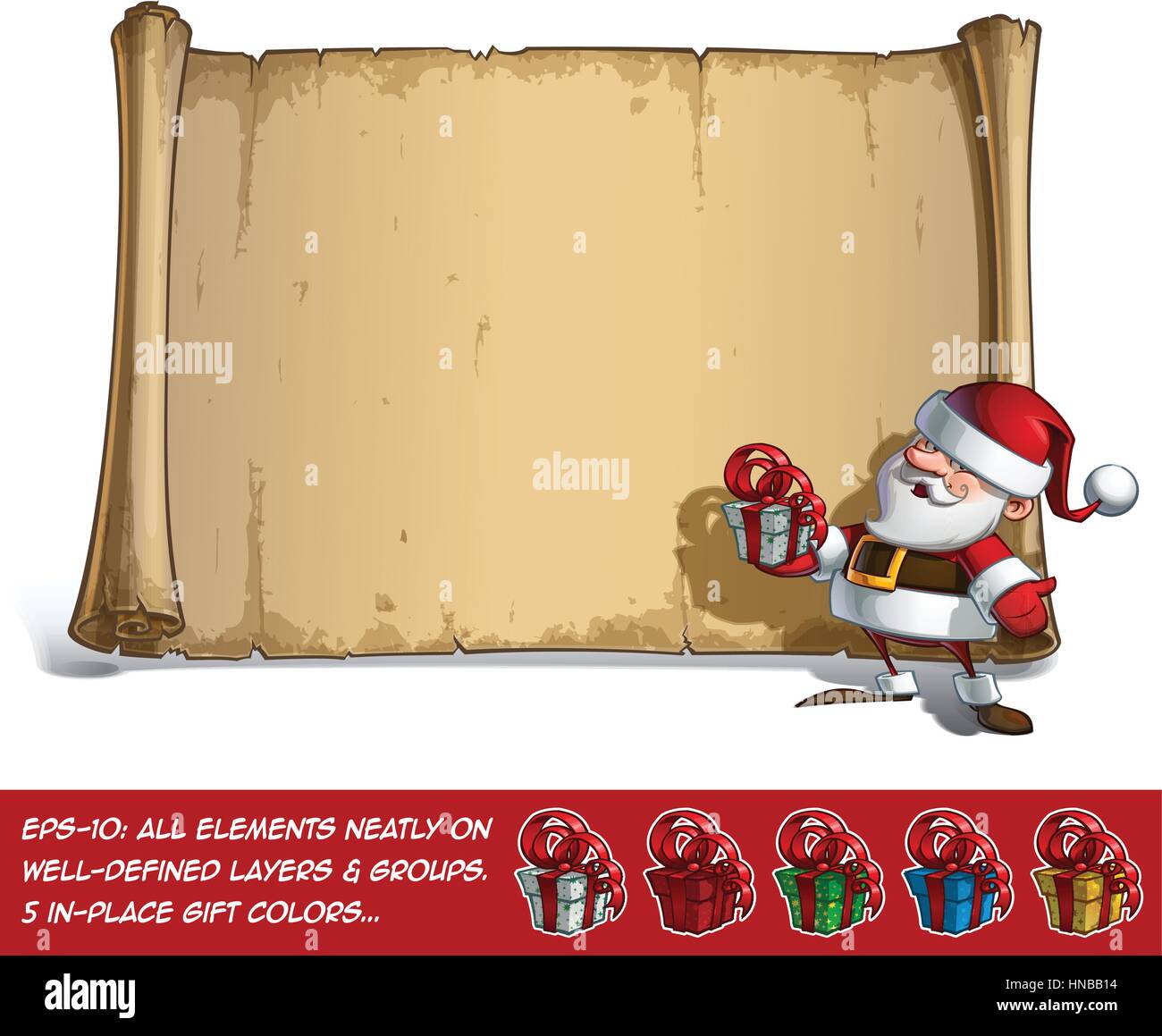 Vector Cartoon illustration of a inviting, smiling Santa Claus ...