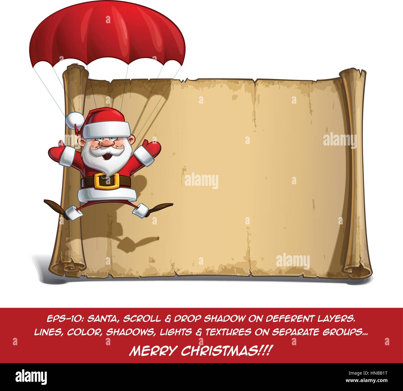 Vector Cartoon illustration of a happy smiling Santa Claus with open ...