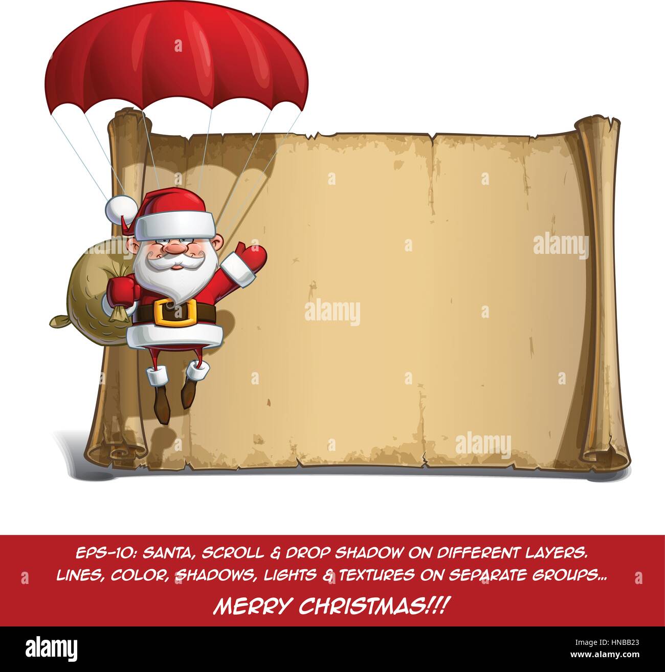 Vector Cartoon illustration of a happy smiling Santa Claus carrying the ...
