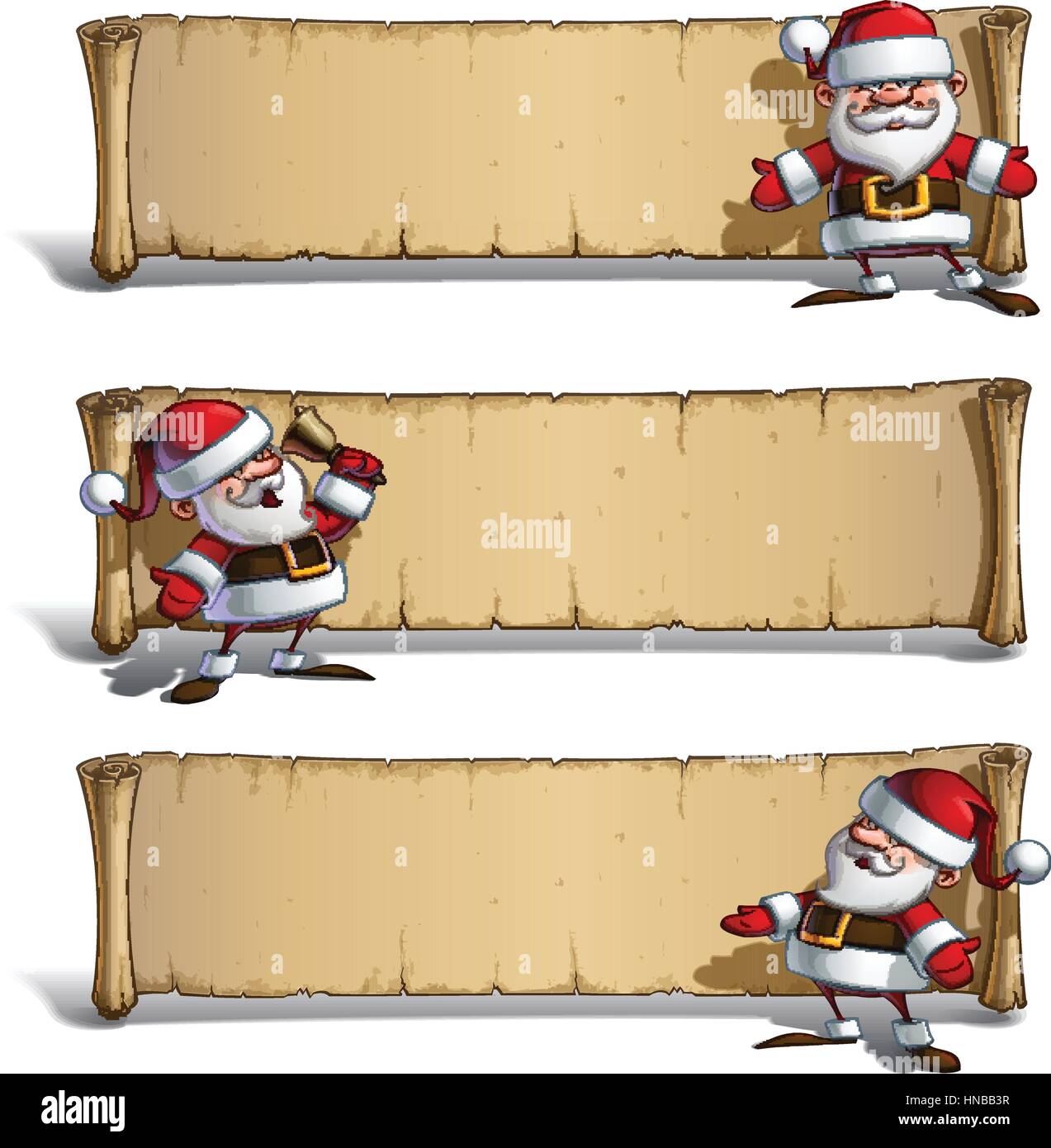 Set of vector Cartoon illustrations of a smiling, happy Santa Claus ...