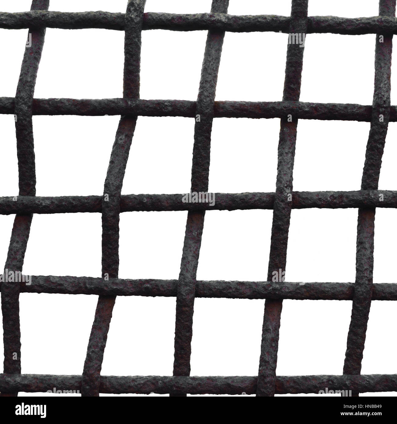 Old Aged Weathered Rusty Grid Cage Fence Iron Grating, Isolated Grungy ...