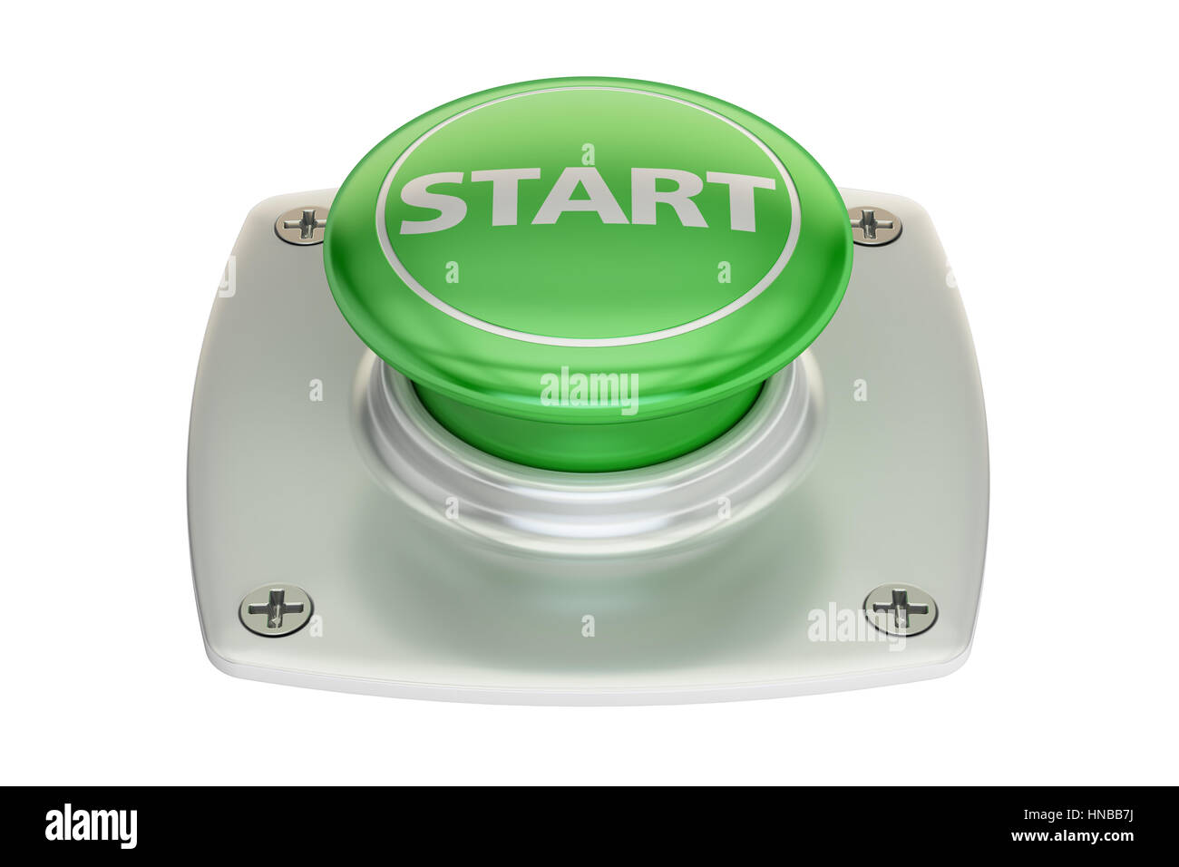 Start green button, 3D rendering isolated on white background Stock ...