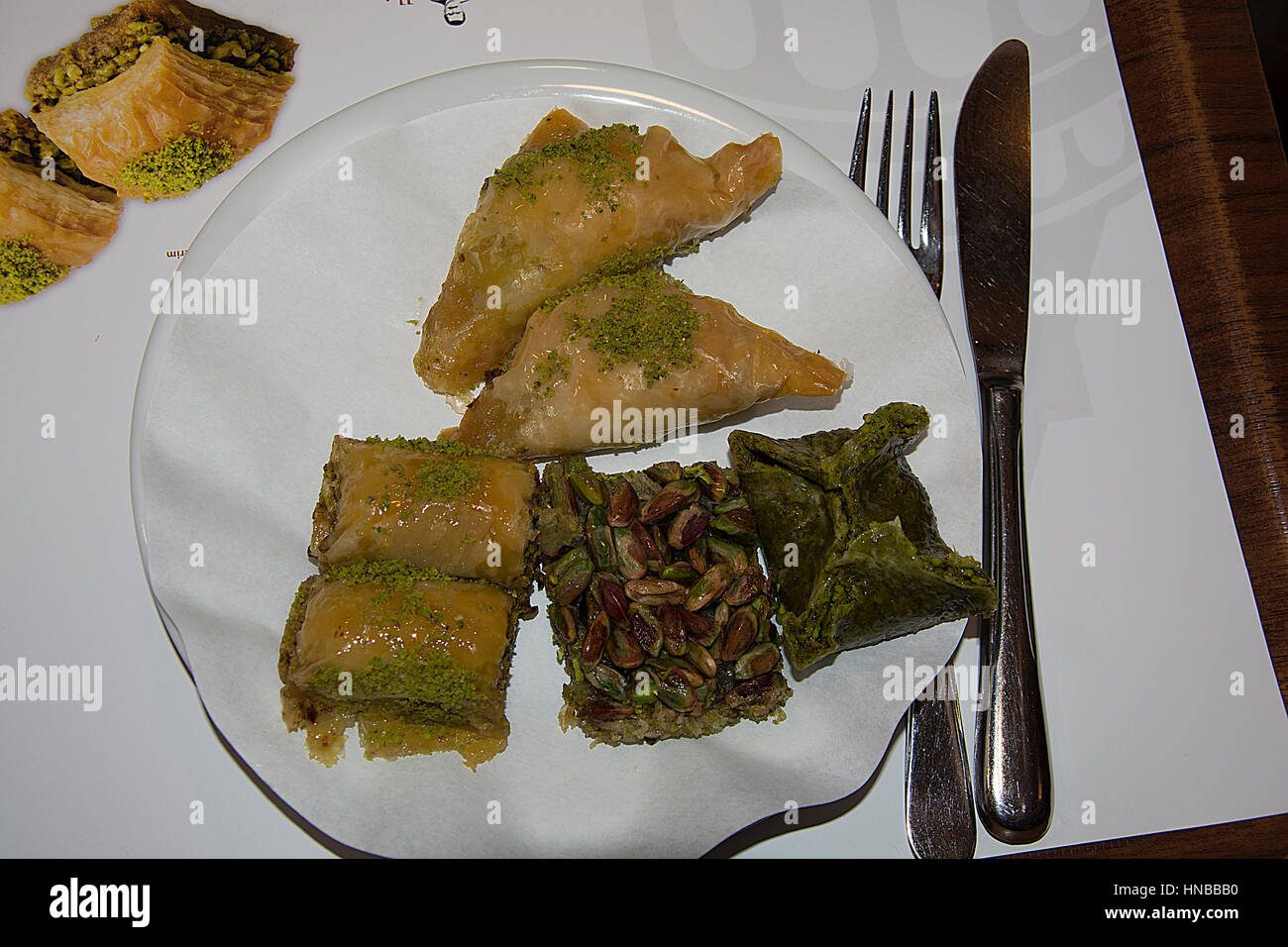 Famous turkish sweet tastes made from pistachios, sugar, butter, starch ...