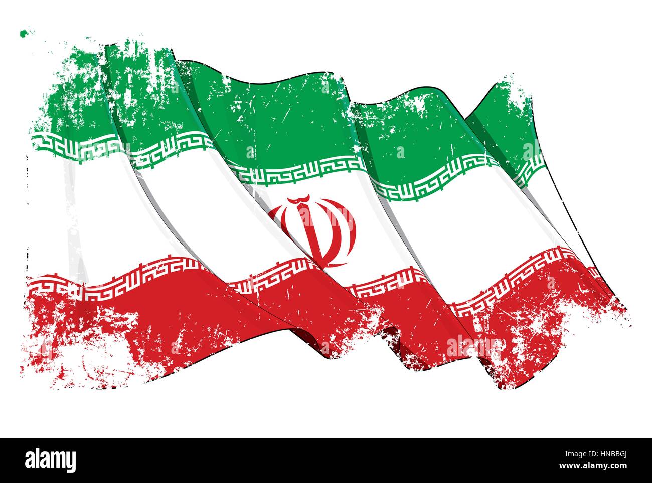 Grunge Vector Illustration of a Waving Iranian Flag. All elements ...