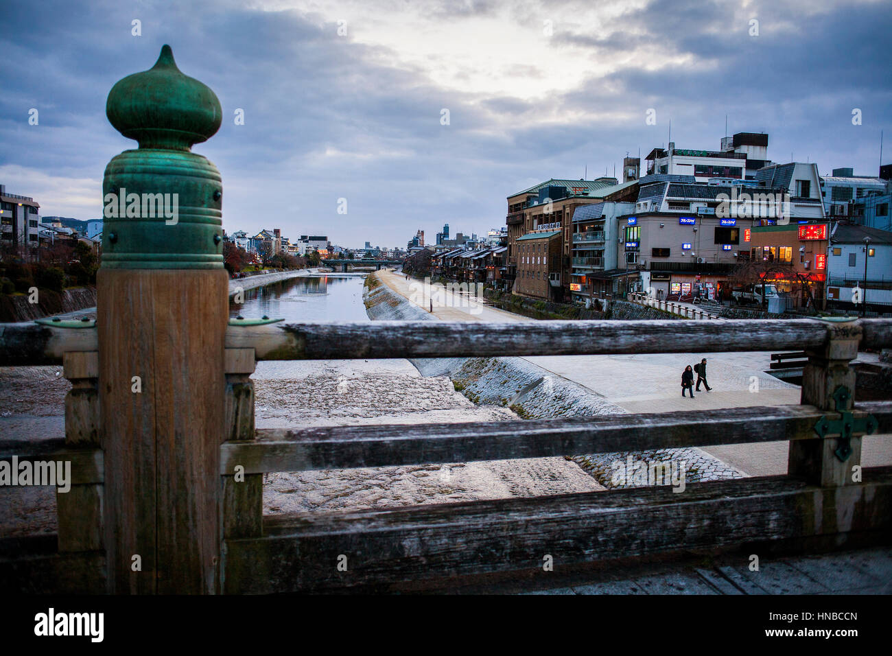 Kamo, river and Pontocho from Bridge in Sanjo-Ohashi,Kyoto, Japan Stock ...