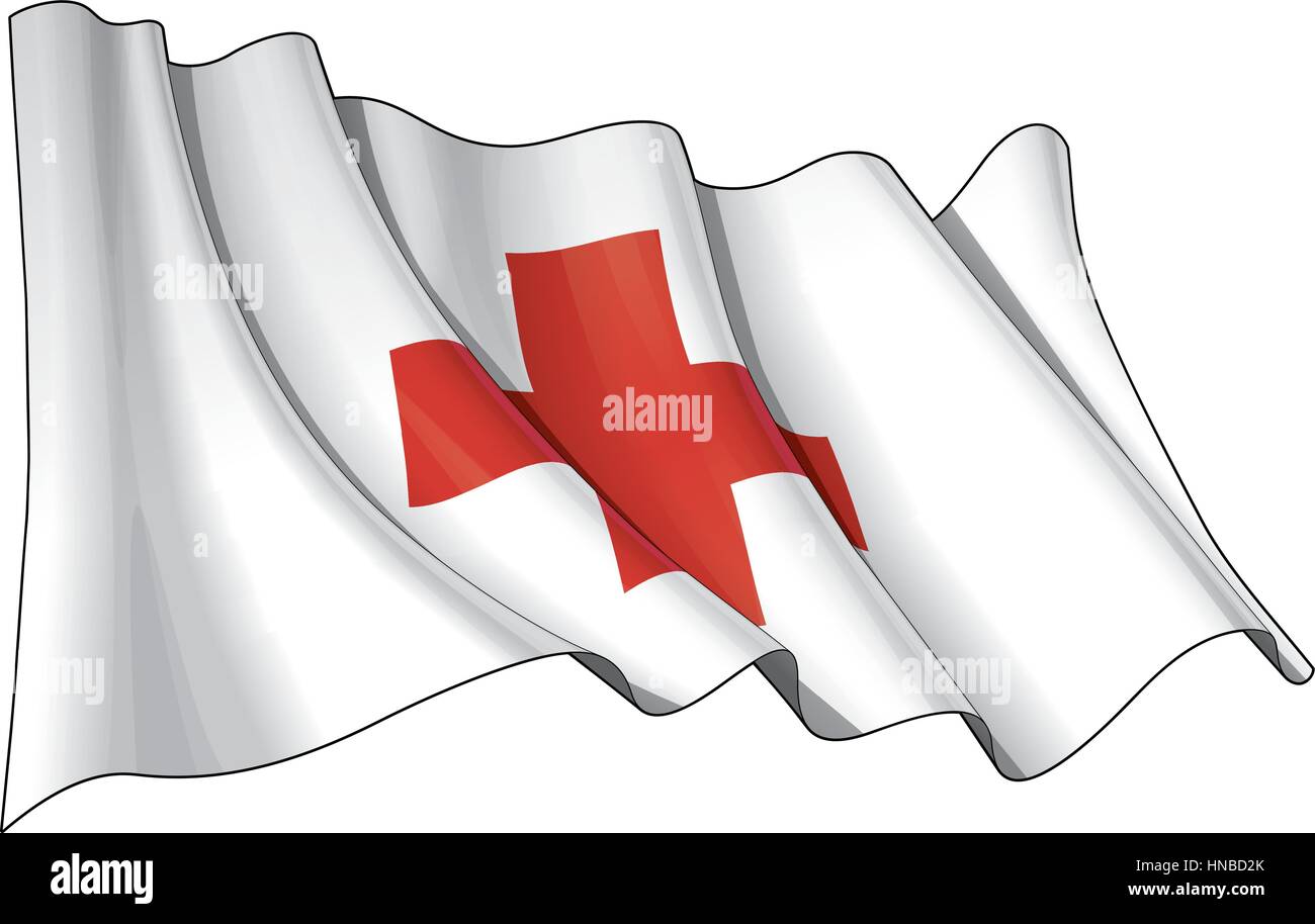 Illustration of a waving Red Cross Flag Stock Vector Image & Art - Alamy