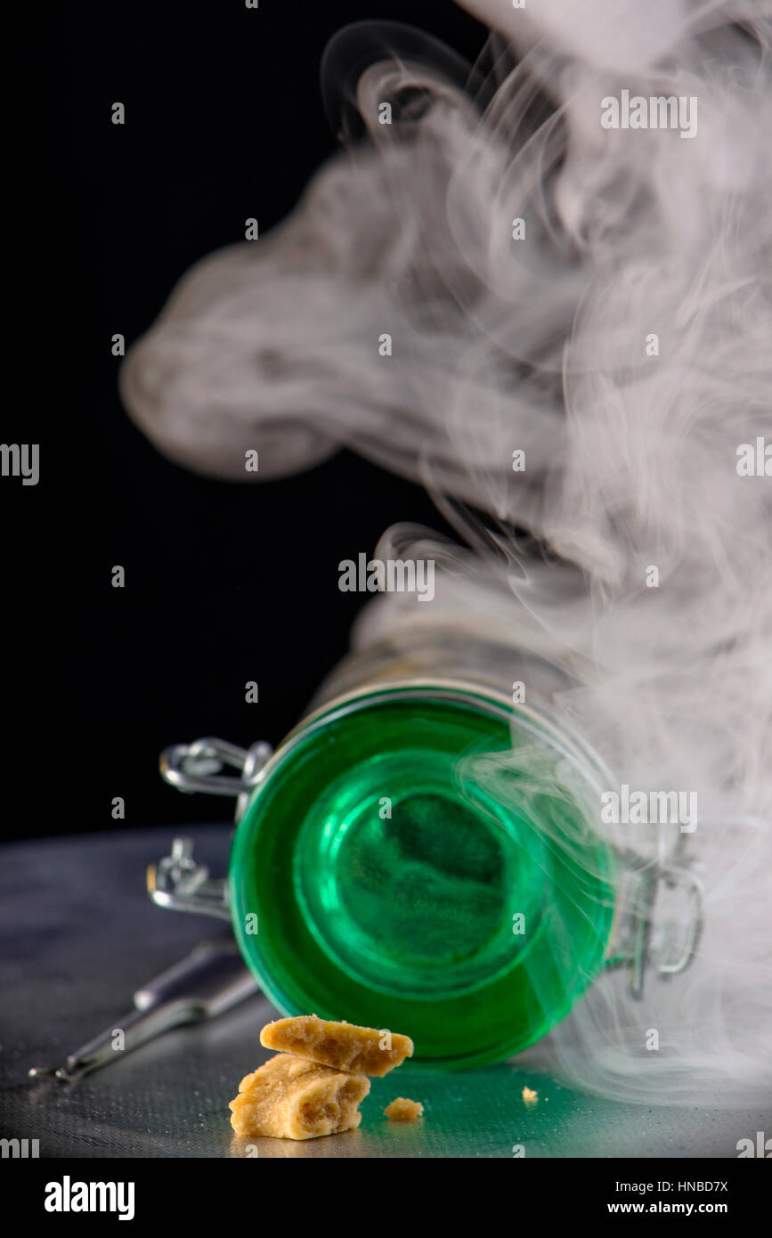 Marijuana extraction concentrate aka wax crumble on dark background ...