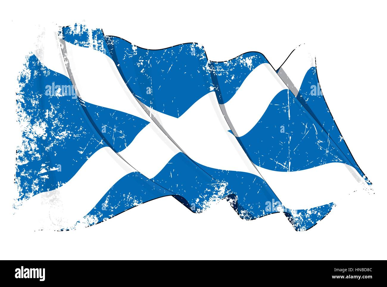 Grunge Vector Illustration of a waving Scottish flag. All elements ...