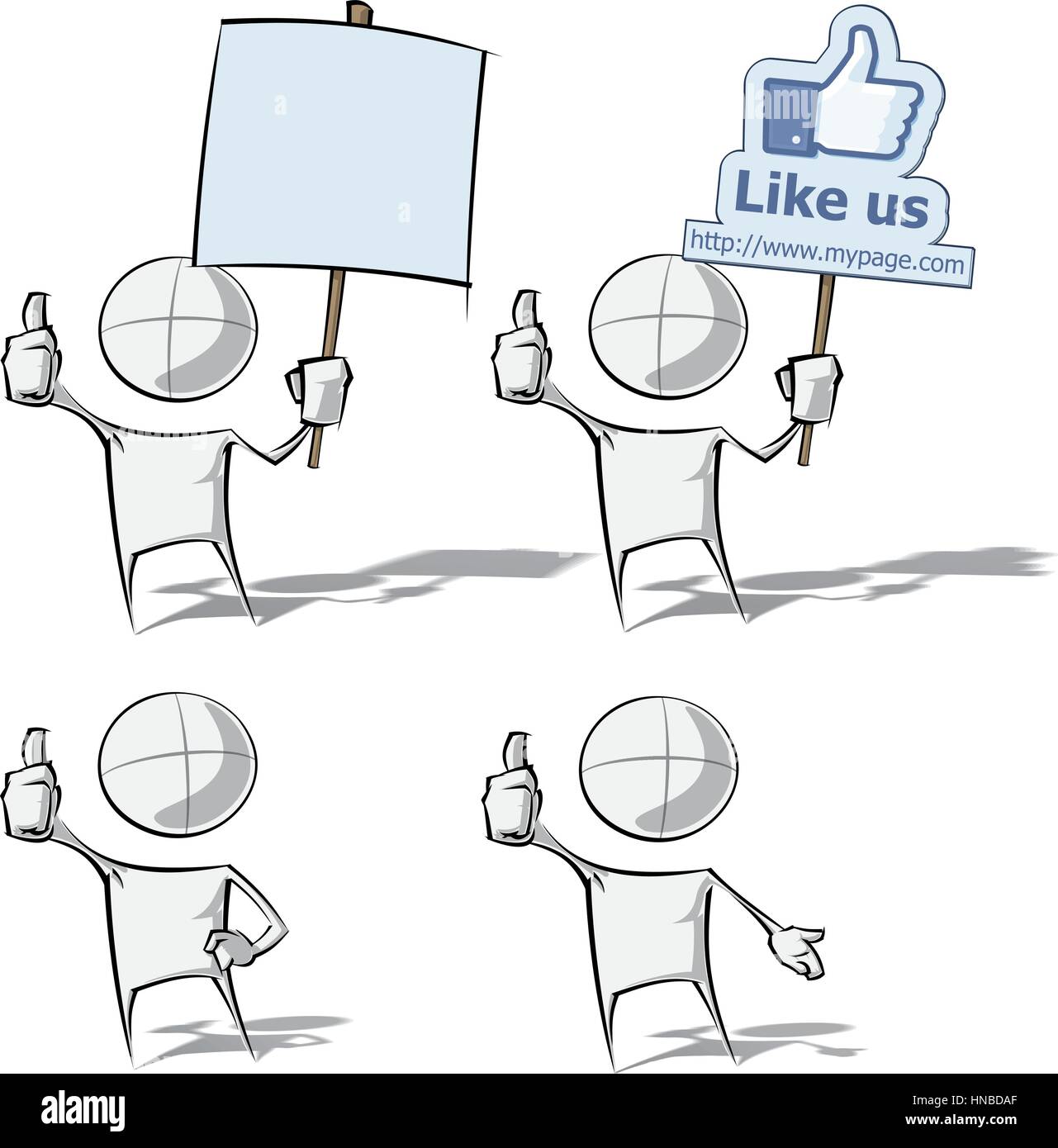 Set of sparse vector illustrations of a of a generic cartoon character ...