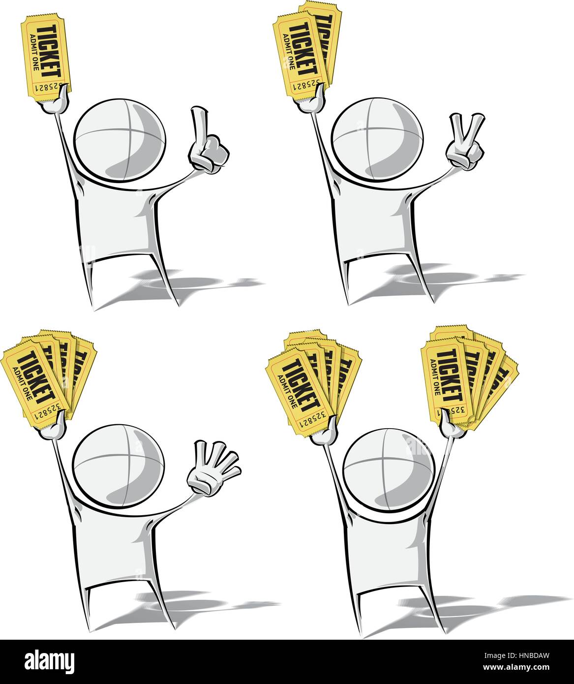 Set of 4 sparse vector illustrations of a of a generic cartoon ...