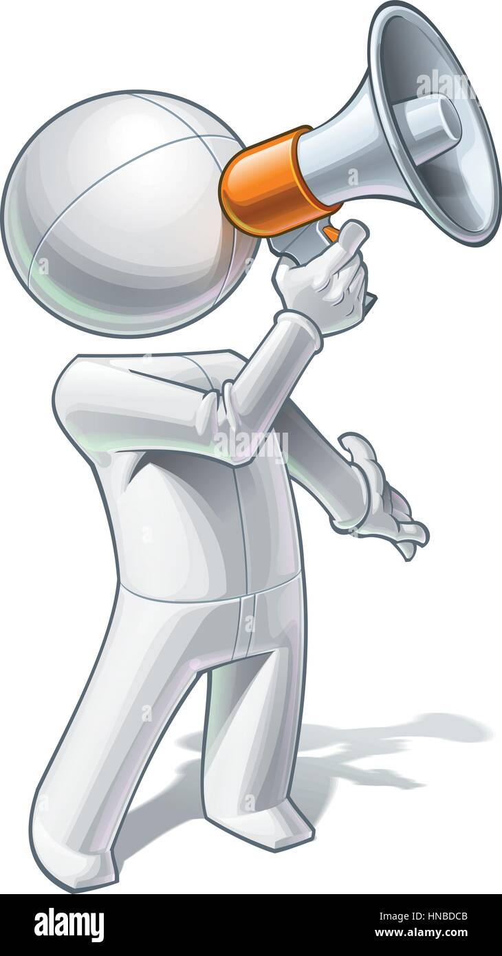 Vector illustration of a generic person calling through a megaphone ...