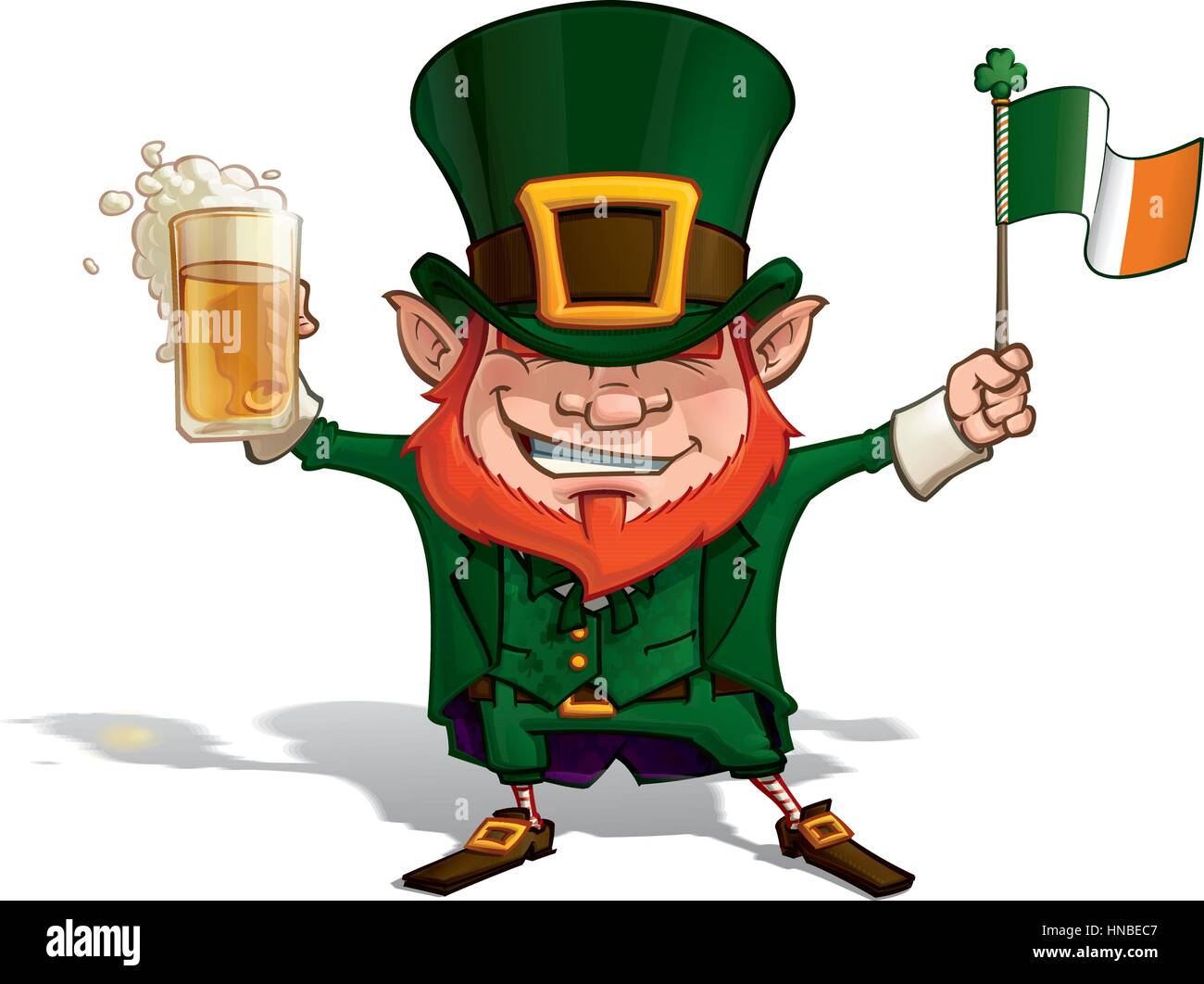 Vector Cartoon Illustration of St. Patrick cheering with a pint of beer ...
