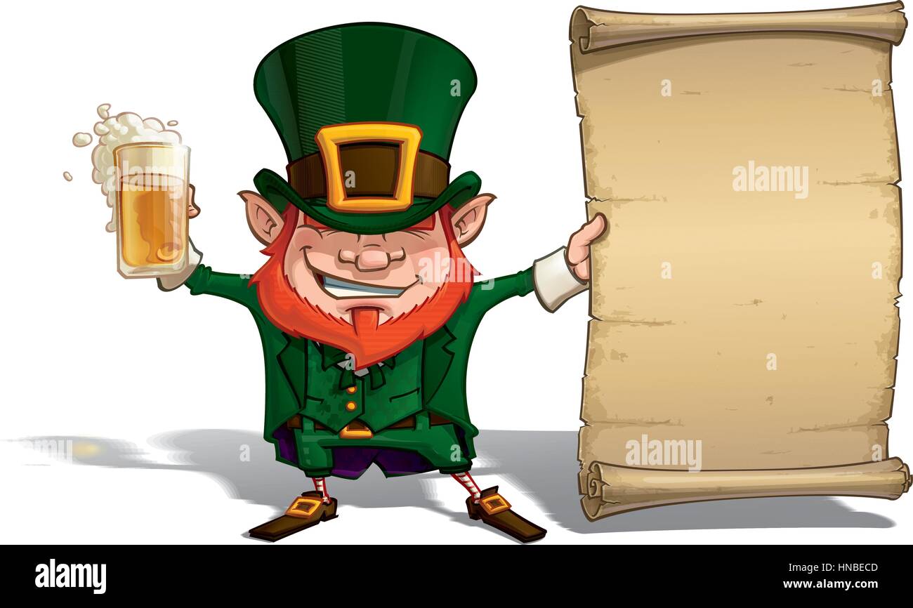 Vector Cartoon Illustration of St. Patrick cheering with a pint of beer ...