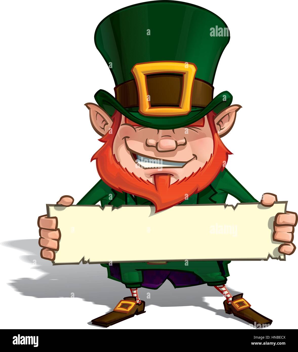 Cartoon Illustration of St. Patrick popular image holding a label Stock ...