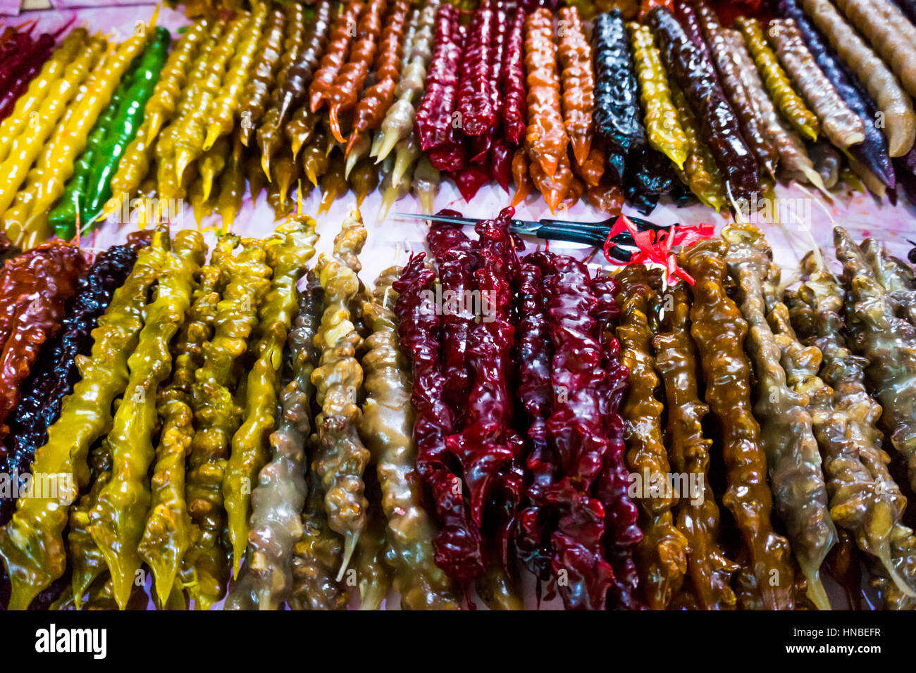 Churchkhela at the street market. Churchkhela georgian national food ...
