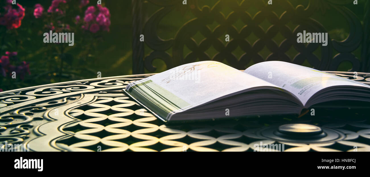 Open book on a table hi-res stock photography and images - Alamy