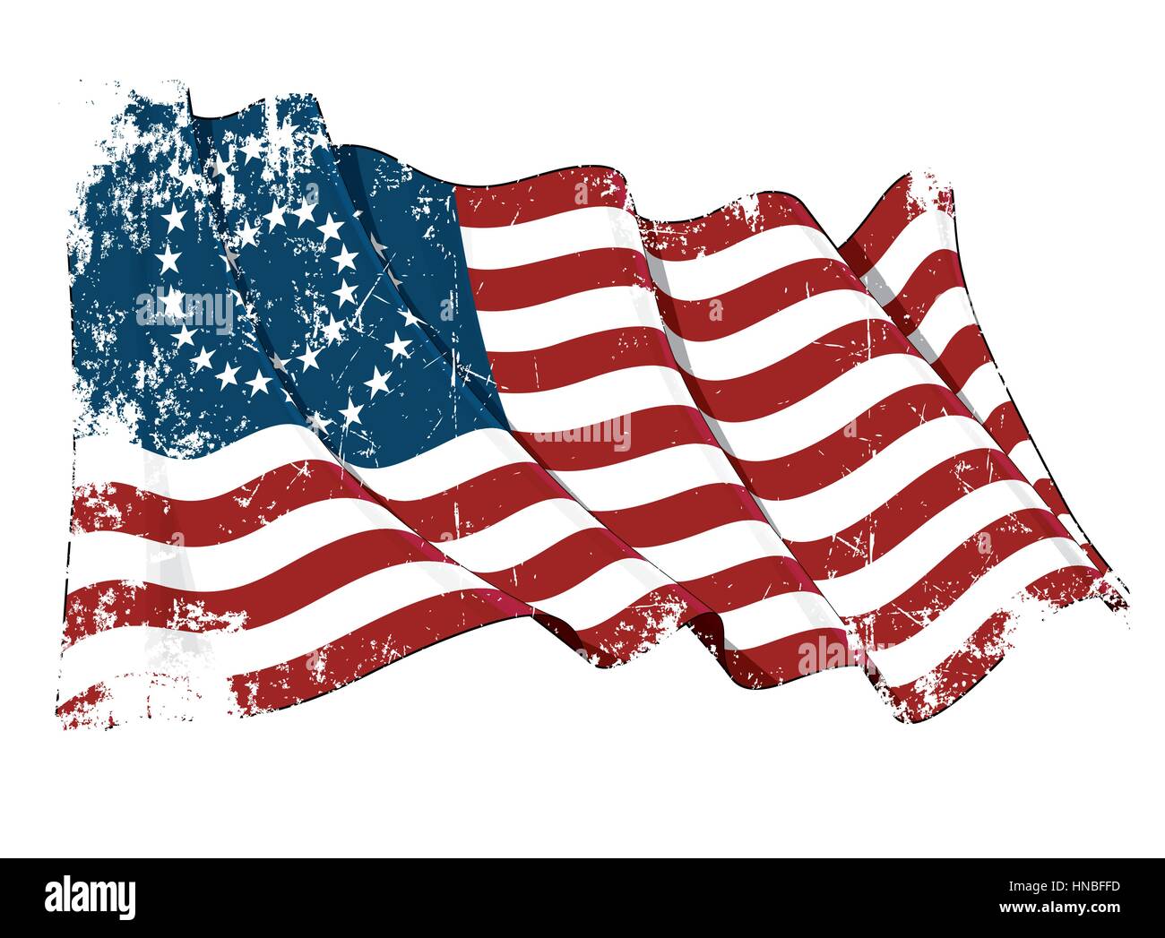 Illustration of a scrached waving American civil war Union (North) flag ...