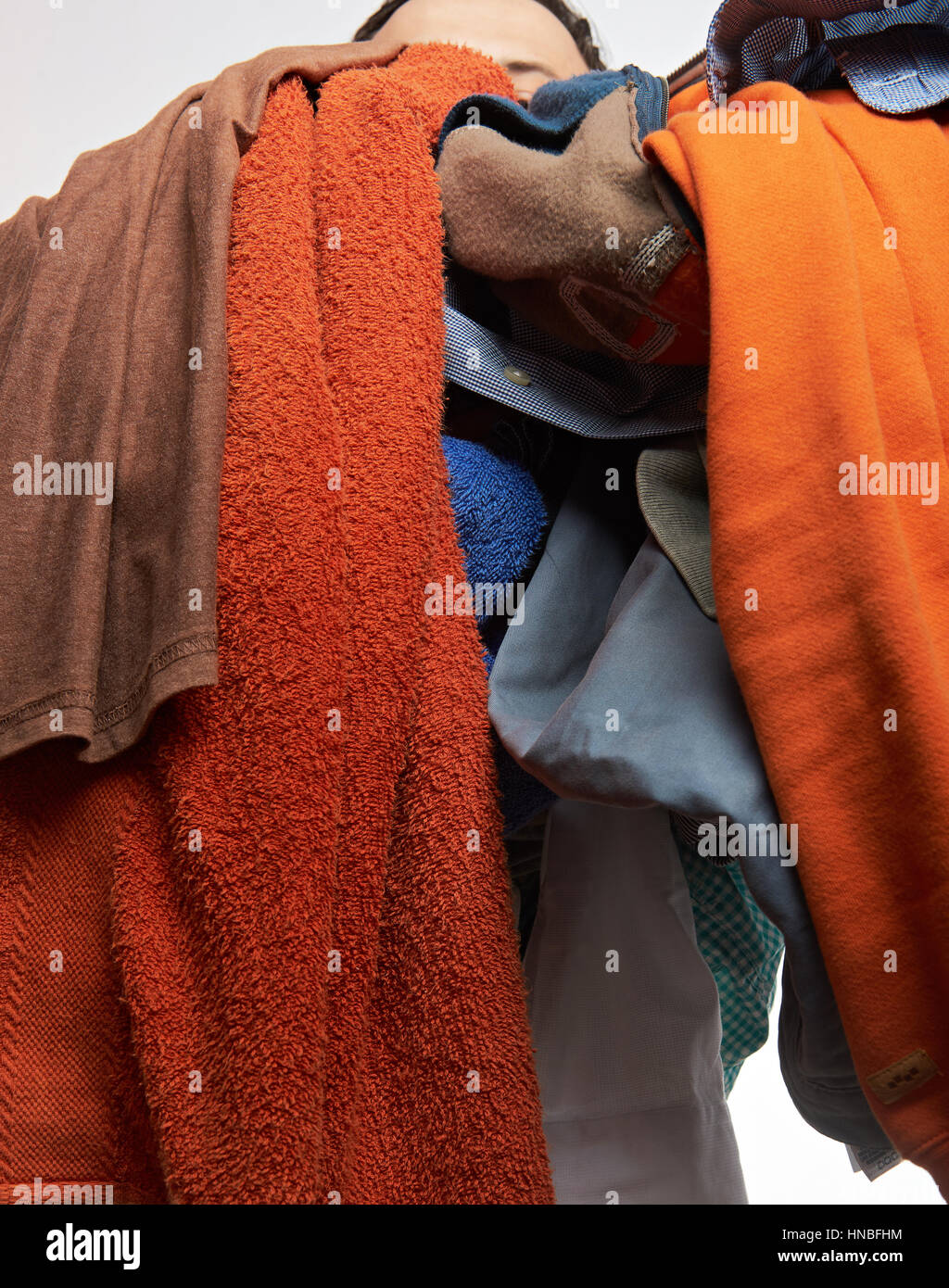 messy man colourful clothing isolated on white background Stock Photo ...