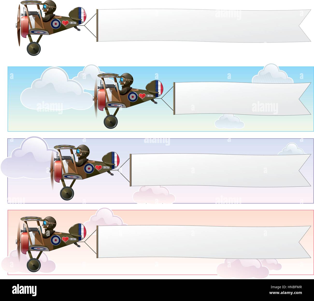 Set of a Vector cartoon illustrations of the British WWI fighter ...