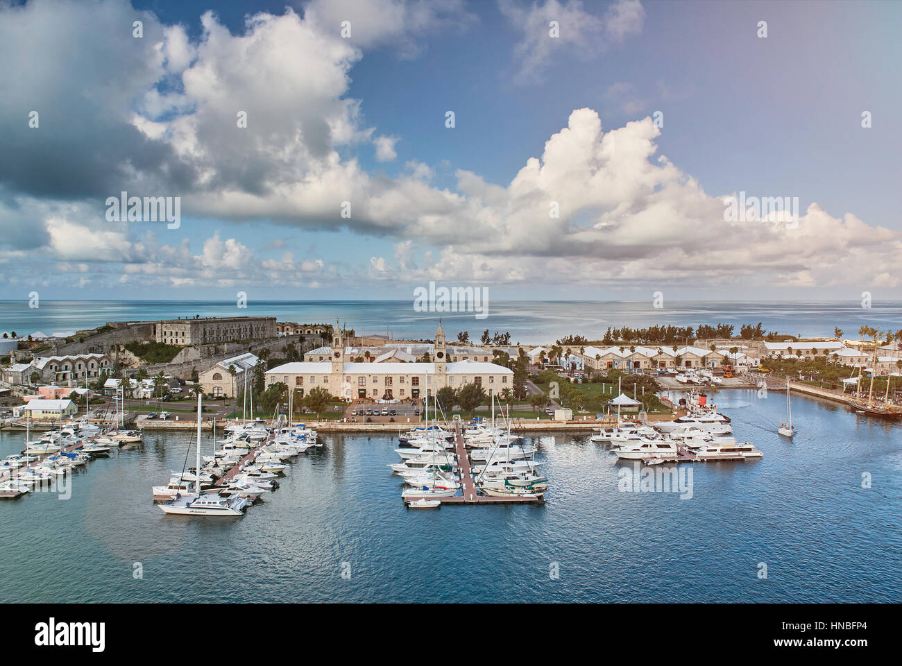 port in bermuda island with docked boats Stock Photo - Alamy