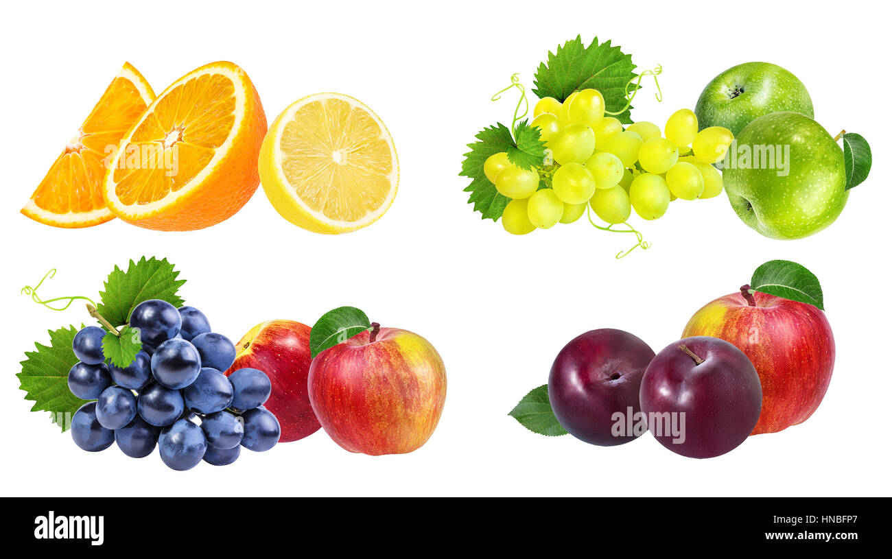 fruit collection isolated on a white background Stock Photo - Alamy