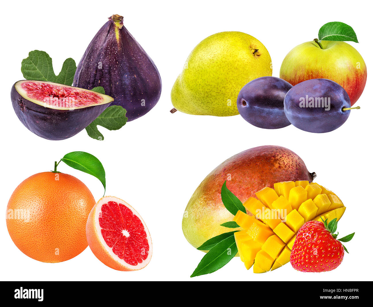 fruit collection isolated on a white background Stock Photo - Alamy
