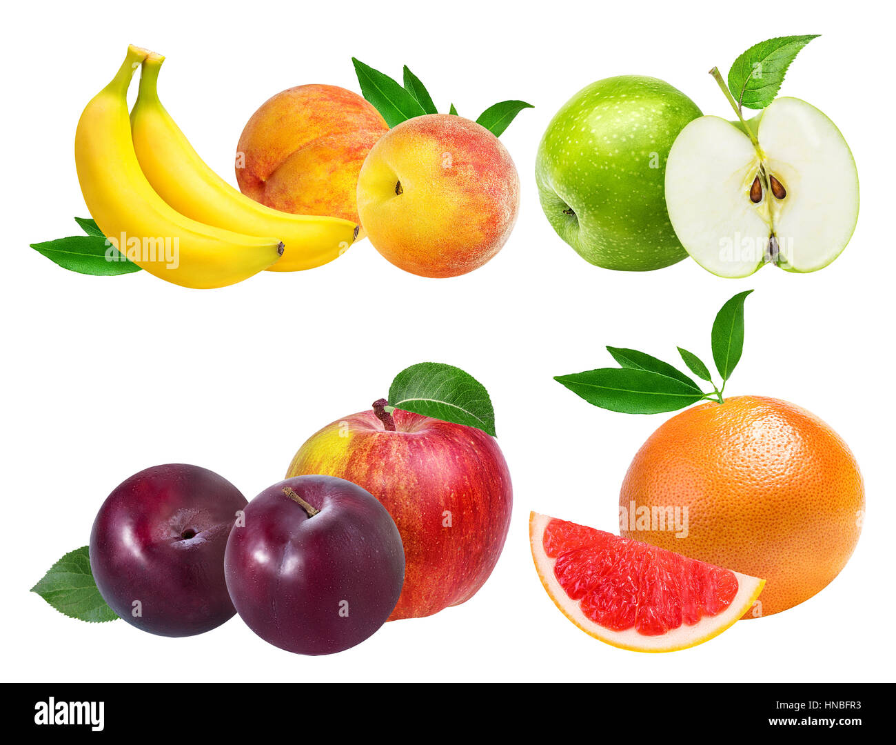 fruit collection isolated on a white background Stock Photo - Alamy