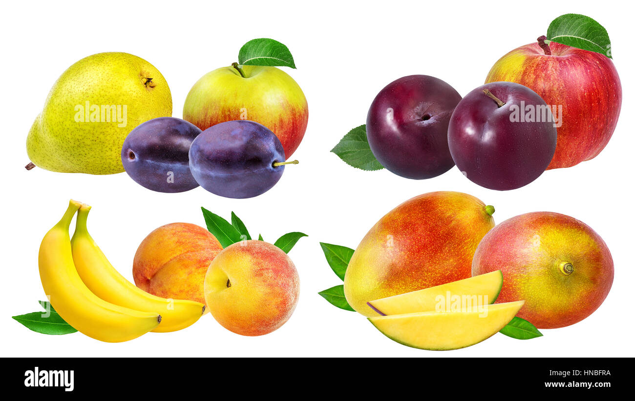 fruit collection isolated on a white background Stock Photo - Alamy