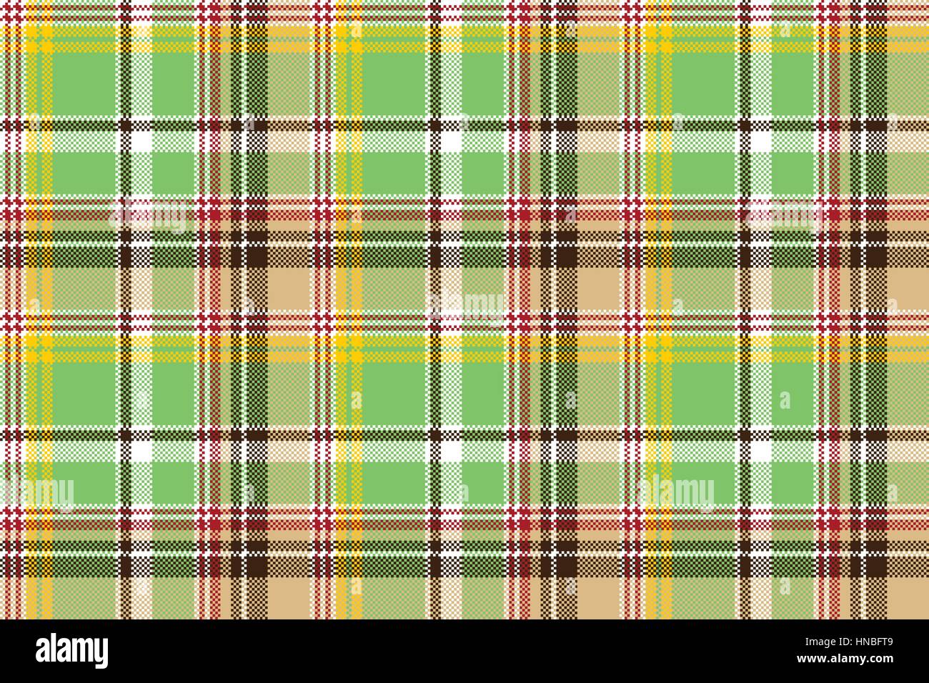 Green plaid pixel texture madras color fabric seamless pattern. Vector ...