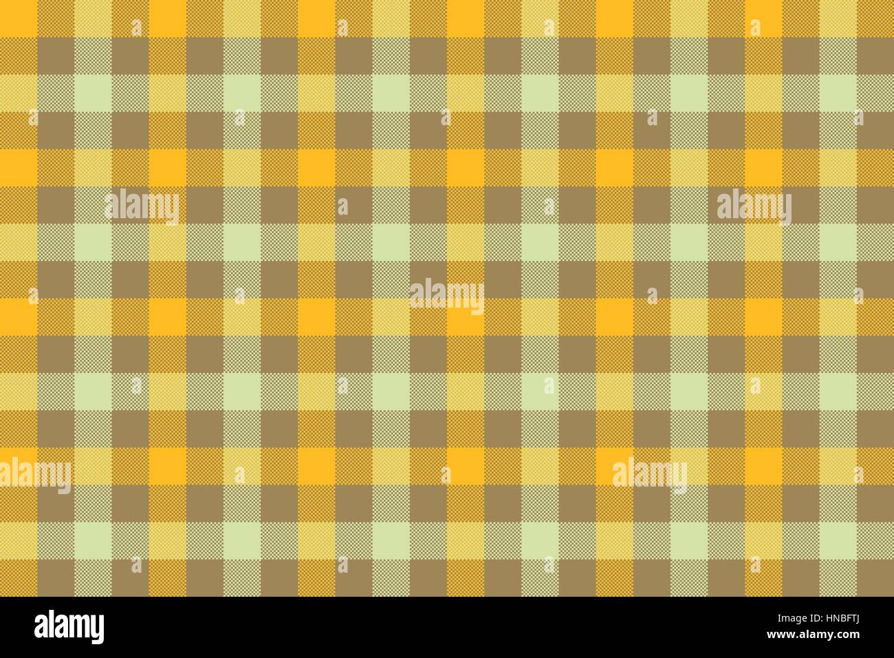 Yellow brown check fabric texture background seamless pattern. Vector ...