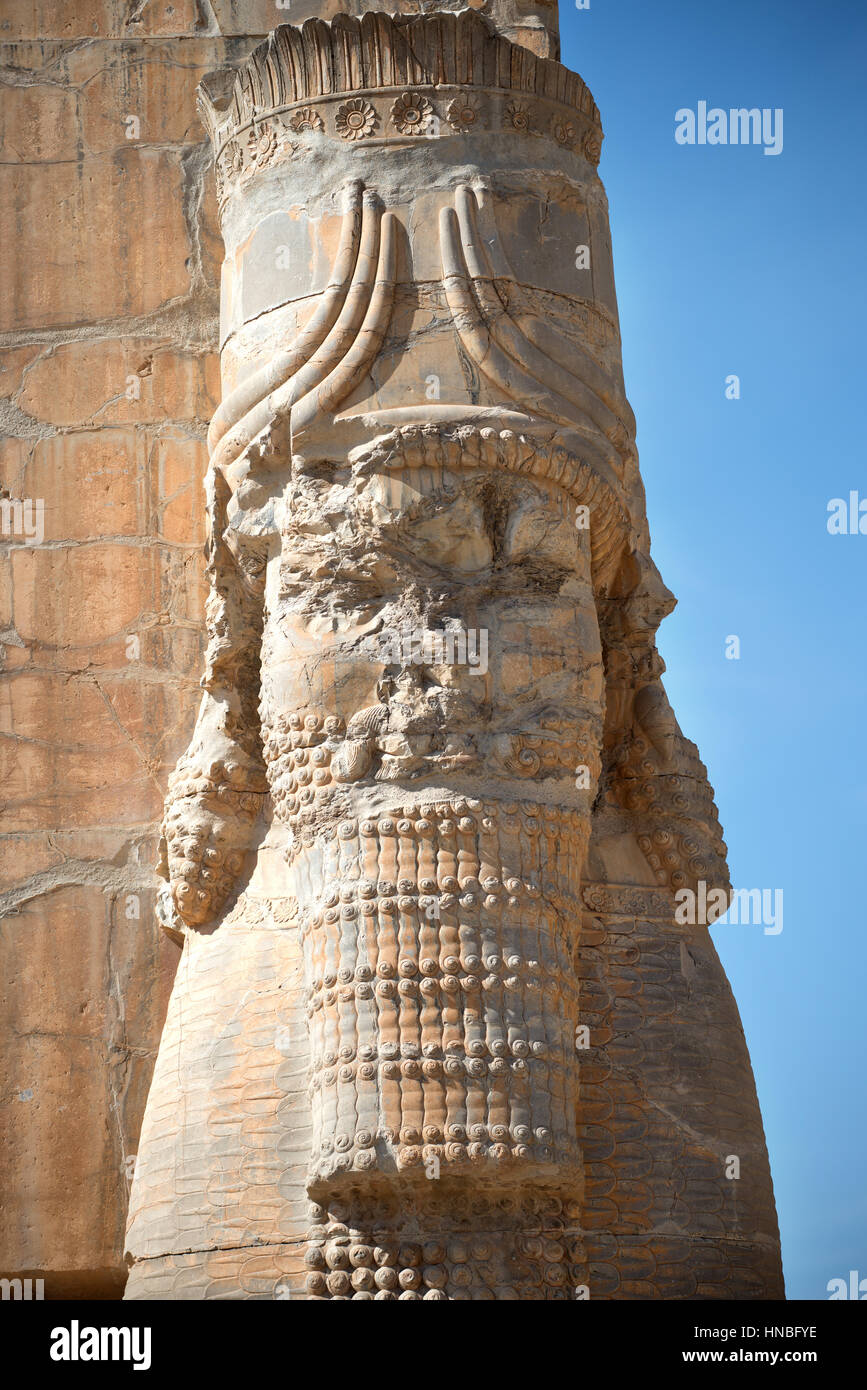 Detail of the face of a Lamassu of Gate of All Nations, Persepolis ...